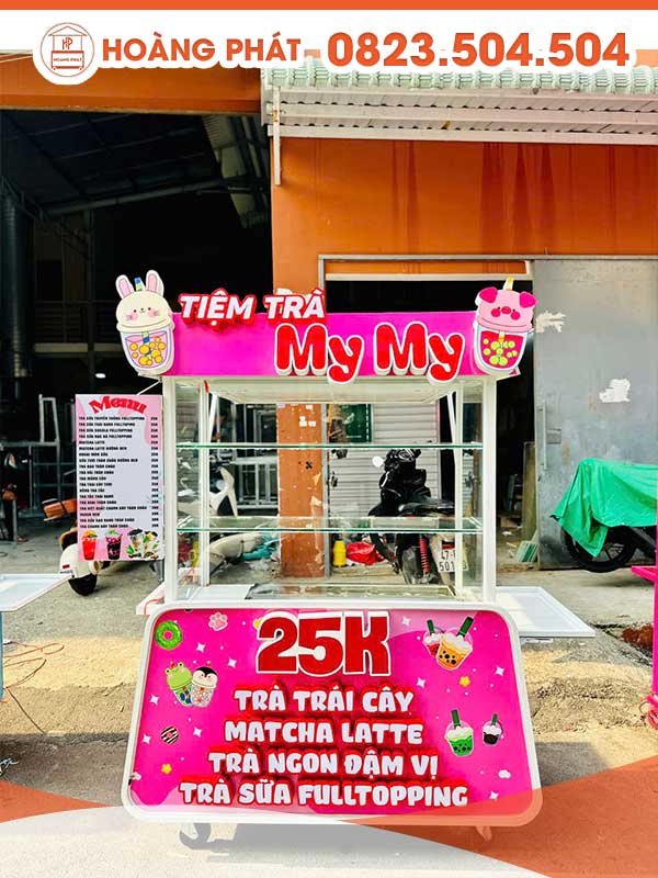 Xe Trà Sữa Matcha Latte Ngon 1m2x60x2m XBH92 - Tủ Xe Bán Hàng Hoàng Phát